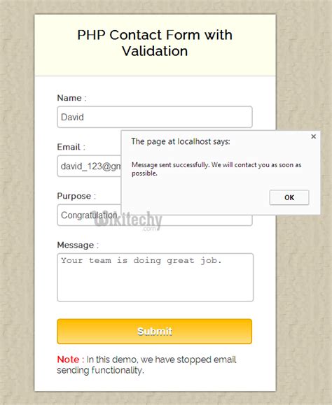 php tutorial php contact form with validation by