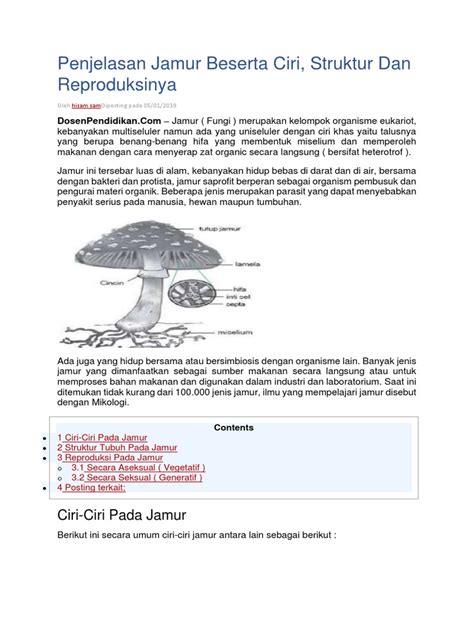 Penjelasan Jamur Beserta Ciri Struktur Dan Reproduksinya Pdf