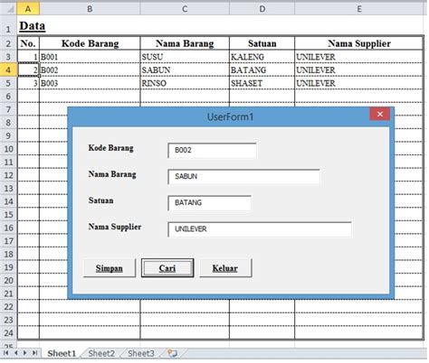 pencarian data dalam database microsoft excell dengan