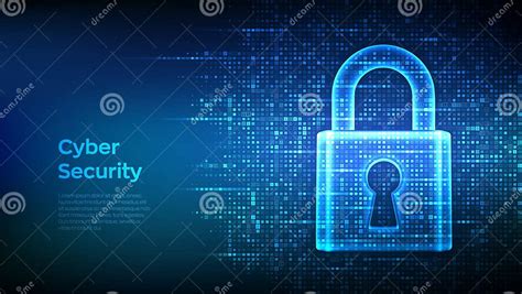lock cyber security padlock with keyhole icon made with binary code