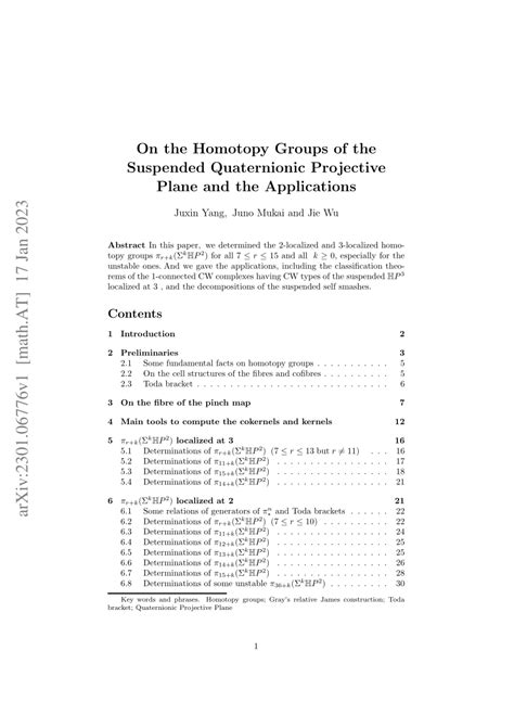 pdf on the homotopy groups of the suspended quaternionic projective