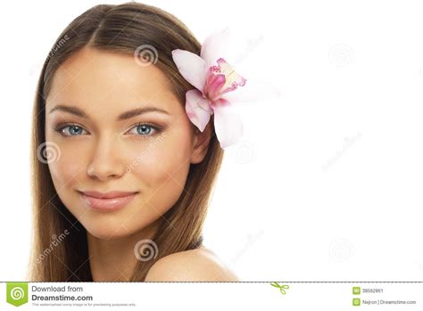 Woman With Orchid Flower Stock Image Image Of Beauty 38562861