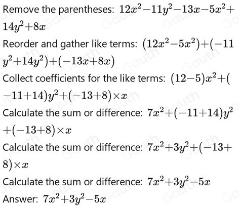 Solved What Is The Difference Of The Polynomials 12x 2 11y 2 13x