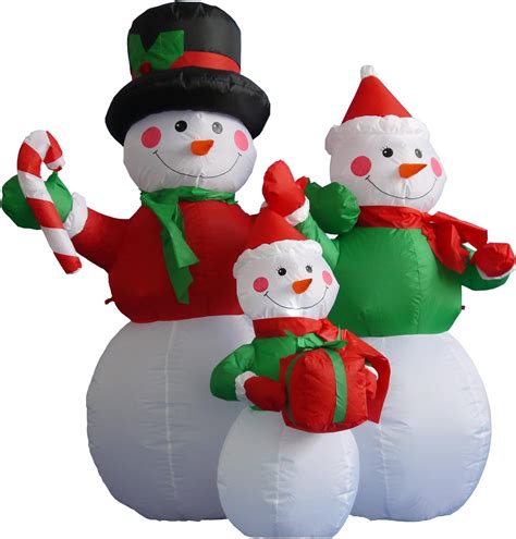 8 Foot Tall Christmas Inflatable 3 Penguins On Polar Bear