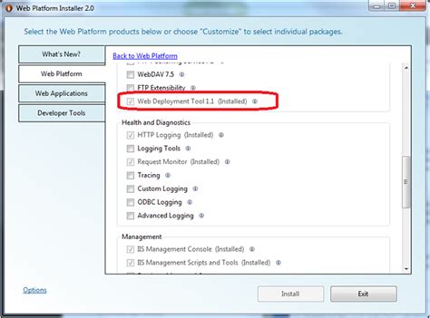 don t install web deployment tool using the web platform