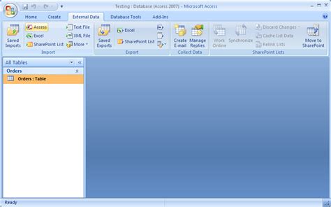 ms access 2007 import a table from another database
