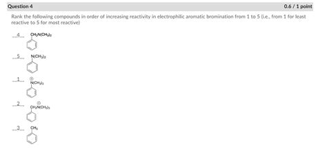 Solved Question 4 0 6 1 Point Rank The Following Compounds