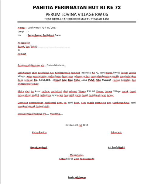 Detail Contoh Surat Pemberitahuan Lomba 17 Agustus Koleksi Nomer 33