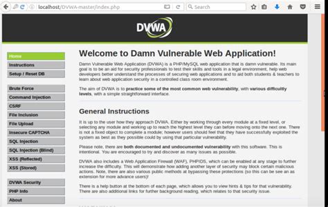 setting up damn vulnerable web application dvwa