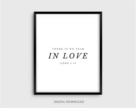 There Is No Fear In Love Wall Printable 1 John 4 18 Bible Verse Digital