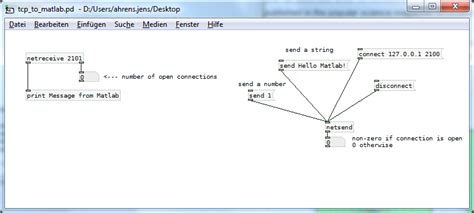 connecting matlab and pure data via tcp ip analytic methods of sound