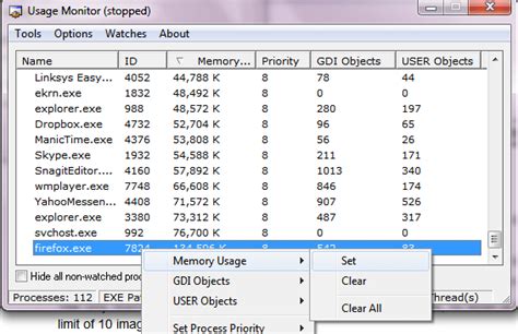 how to get alert about excessive memory usage in windows