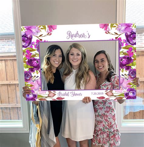 Bridal Shower Photo Prop Frame Horizontal Lilac And Purple Floral