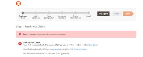 php version check error occur while installing magento2 locally