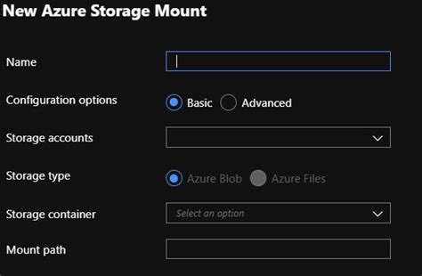 using azure file storage as container volume mounts in app