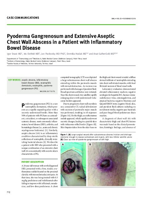 Pdf Pyoderma Gangrenosum And Extensive Aseptic Chest Wall Abscess In