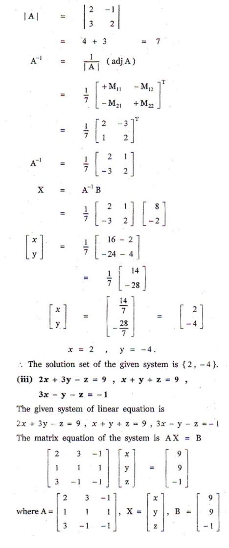 exercise 1 3 matrices linear equations by matrix inversion method