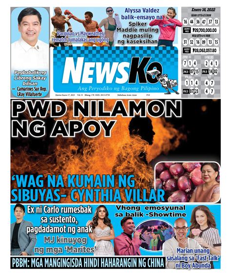 Newsko Ang Peryodiko Ng Bagong Pilipino Isyu Ngayon 17 Enero 2023 Newsko