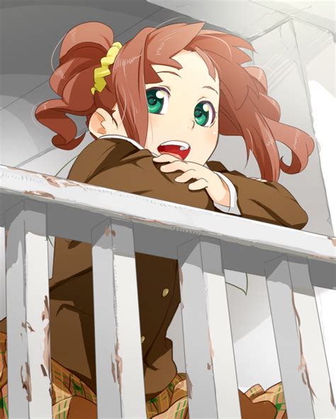 Safebooru Amami Haruka Arm Support Balcony Brown Hair Crossed Arms
