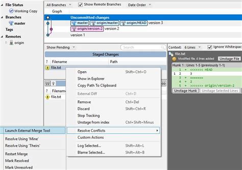 git manually resolve git merge conflicts with source tree