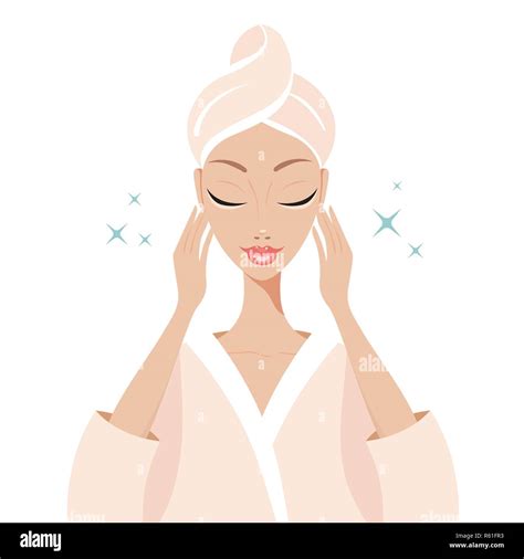 Beautiful Young Woman Touching Her Face Beauty Spa Skincare Concept