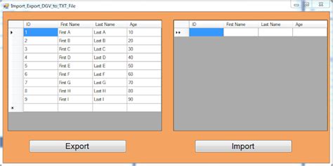c import and export text file to datagridview c java