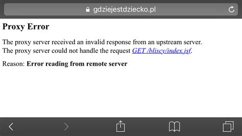 błąd 502 proxy error logowanie na stronie gdzie jest dziecko