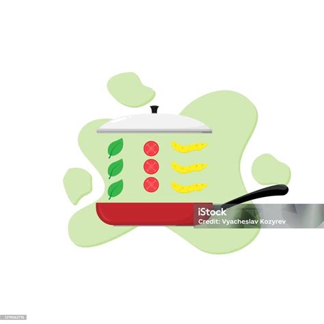 Stir Fry Cooking Process Vector Illustration Flipping Food In A Pan