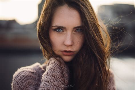 Women Portrait Blue Eyes Depth Of Field Women Outdoors David Milev Face