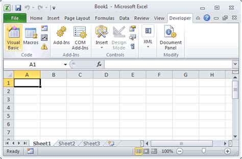 ms excel 2010 open the visual basic editor