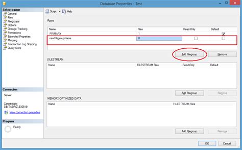 microsoft sql server tutorial create filegroup in database
