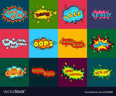 Comic Sound Effects In Pop Art Style Sound Vector Image