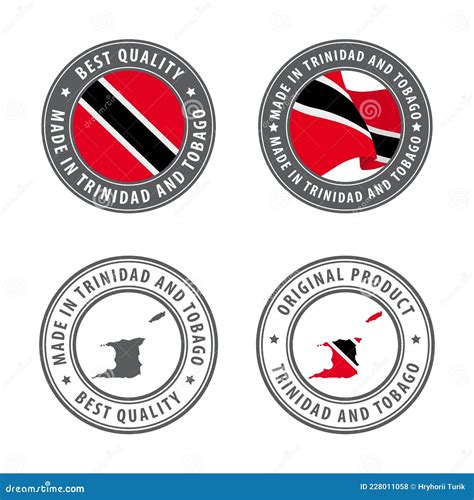 Made In Trinidad And Tobago Set Of Labels Stamps Badges With The