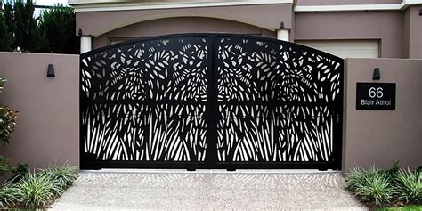 Modern Laser Cut Bush Design Entry Gate Custom Fabrication Heavy Duty