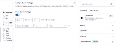 enabling conditional logic for a field gravity forms documentation