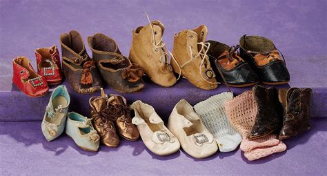 Eight Pairs Of Antique Doll Shoes