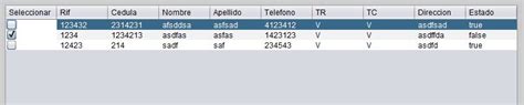 java unselect row when unselecting the checkbox in a jtable