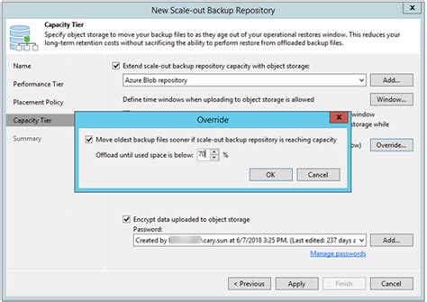 step by step to use veeam archive on premises data to azure blob veeam