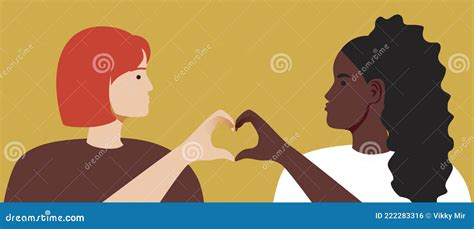Lgbtq Couple Hands With Heart Flat Vector Stock Illustration With