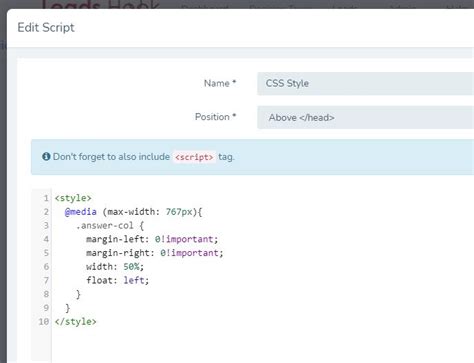 how to create 2 columns in mobile view leadshook knowledge base