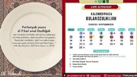 Berikut Jadwal Puasa Sunnah Di Bulan Dzulhijjah 1440 Hijriyah Simak