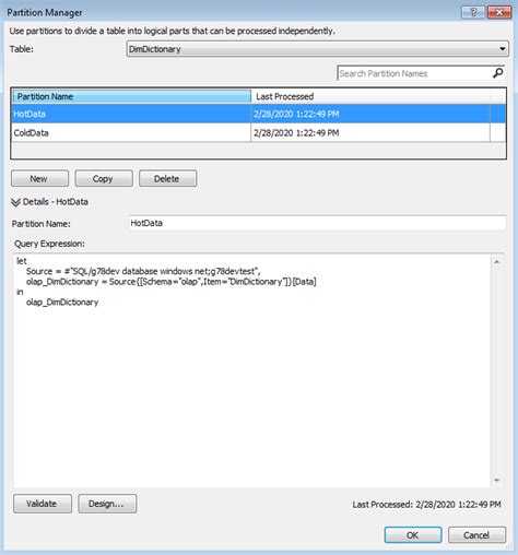 azure analysis services processing hot and cold data using