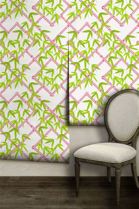 Chinoiserie Bamboo Trellis Repositionable Peel N Stick Wallpaper