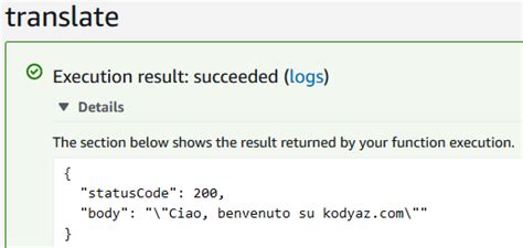 amazon tranlate service with aws api gateway and python