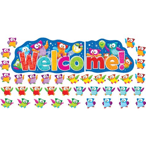 Trend Owl Stars Welcom Bulletin Board Set 1 36 Welcome Owl Shape X