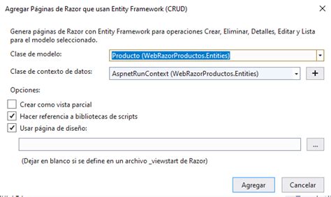 crud en asp core con razor pages usando entity