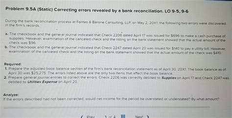 solved problem 9 5a static correcting errors revealed by a