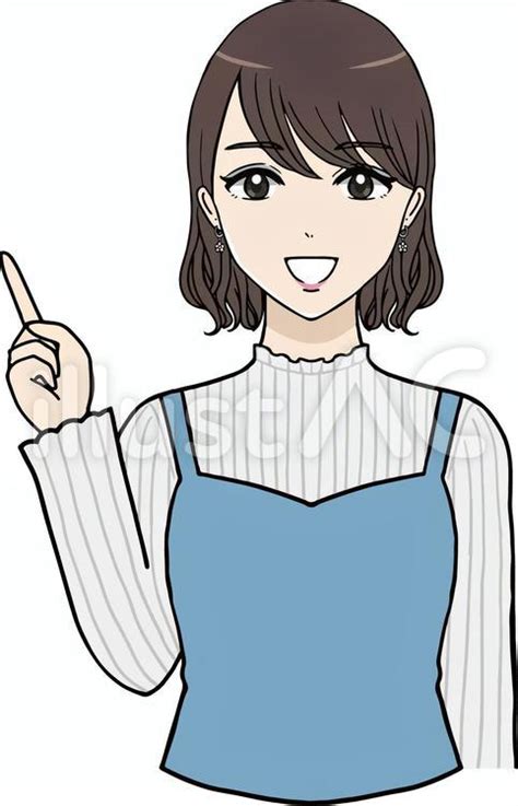 お洒落な大人女子 指差し 7イラスト No 23022599／無料イラスト フリー素材なら「イラストac」