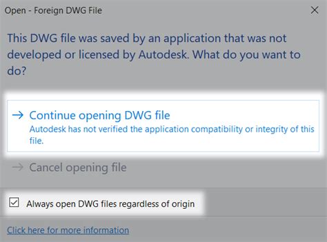 open foreign dwg file autocad error message