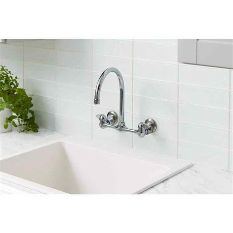 Glacier Bay Builders Double Handle Wall Mount Standard Kitchen Faucet